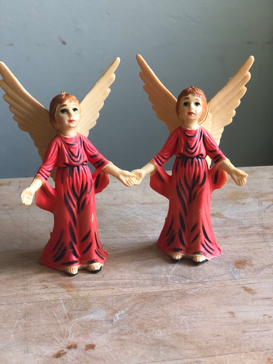 Pair of Vintage Plastic Angel Ornaments in Red Robes. - Etsy