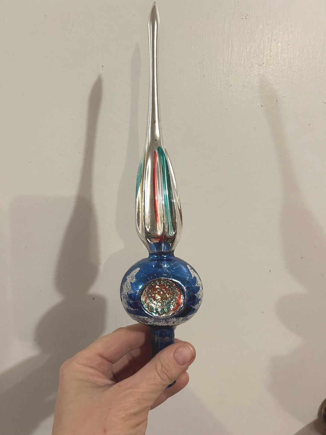 Vintage Blue Glass Finial Tree Topper. Tree Star. - Etsy