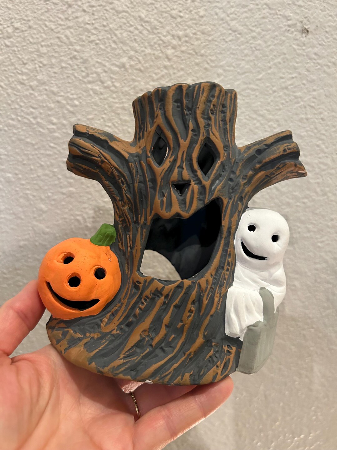 Vintage 1980s-1990s Gnarly Scary Halloween Tree With Pumpkin and Ghost ...