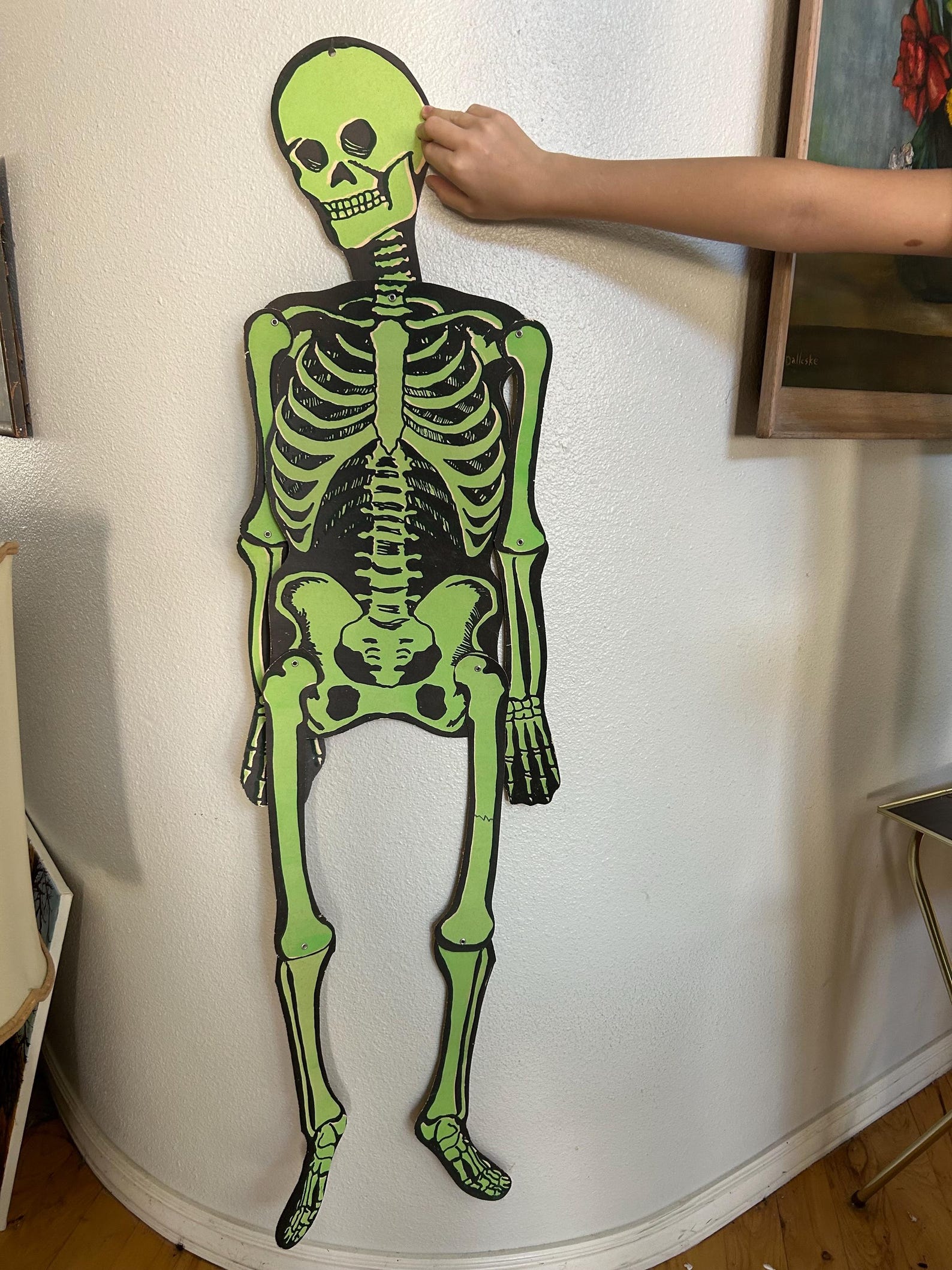 Vintage Articulated Cardboard Hanging 51” Skeleton Die Cut. Halloween ...
