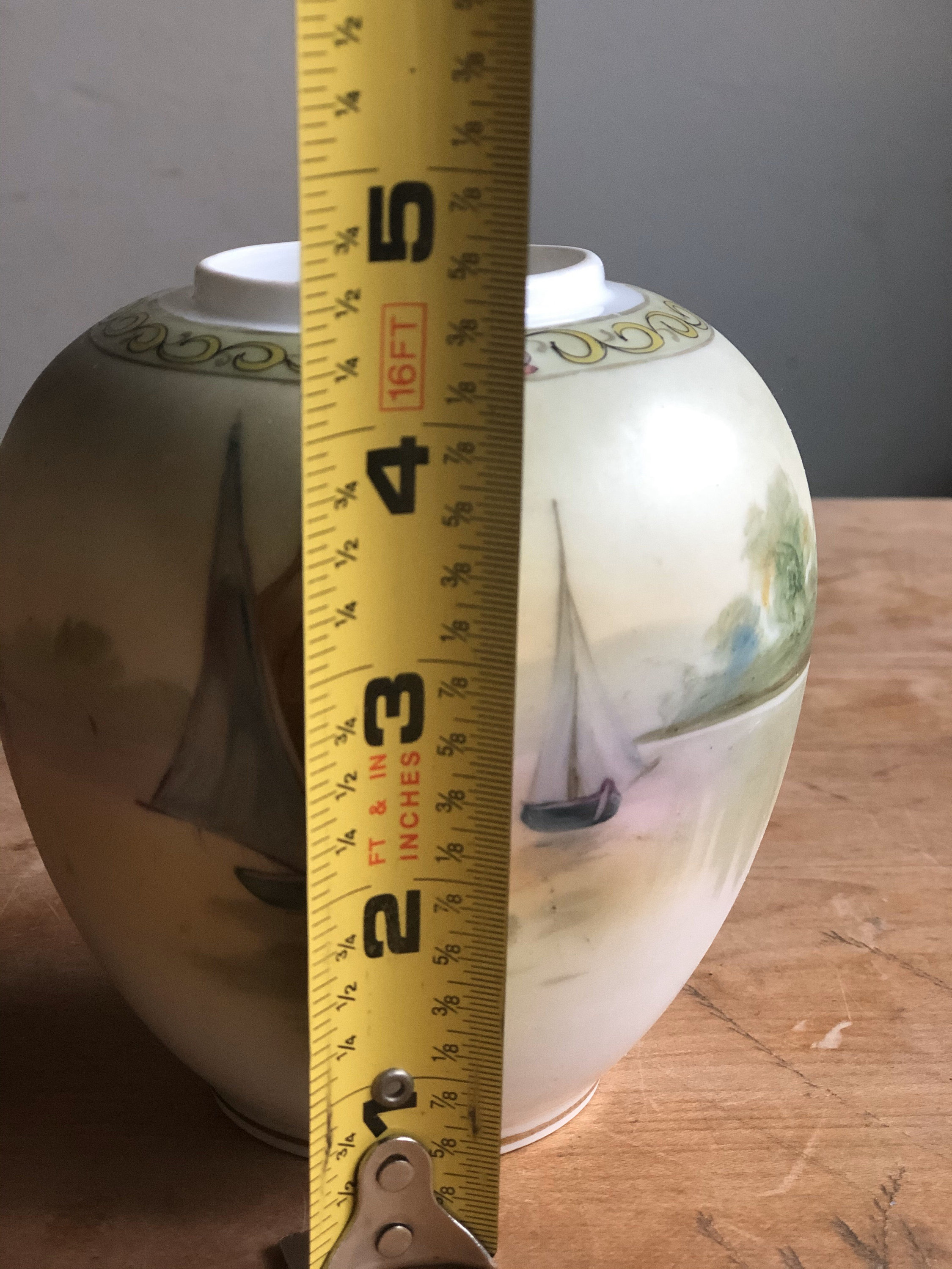 Nippon Hand Painted Vase. Scenic Boats on Water | Etsy