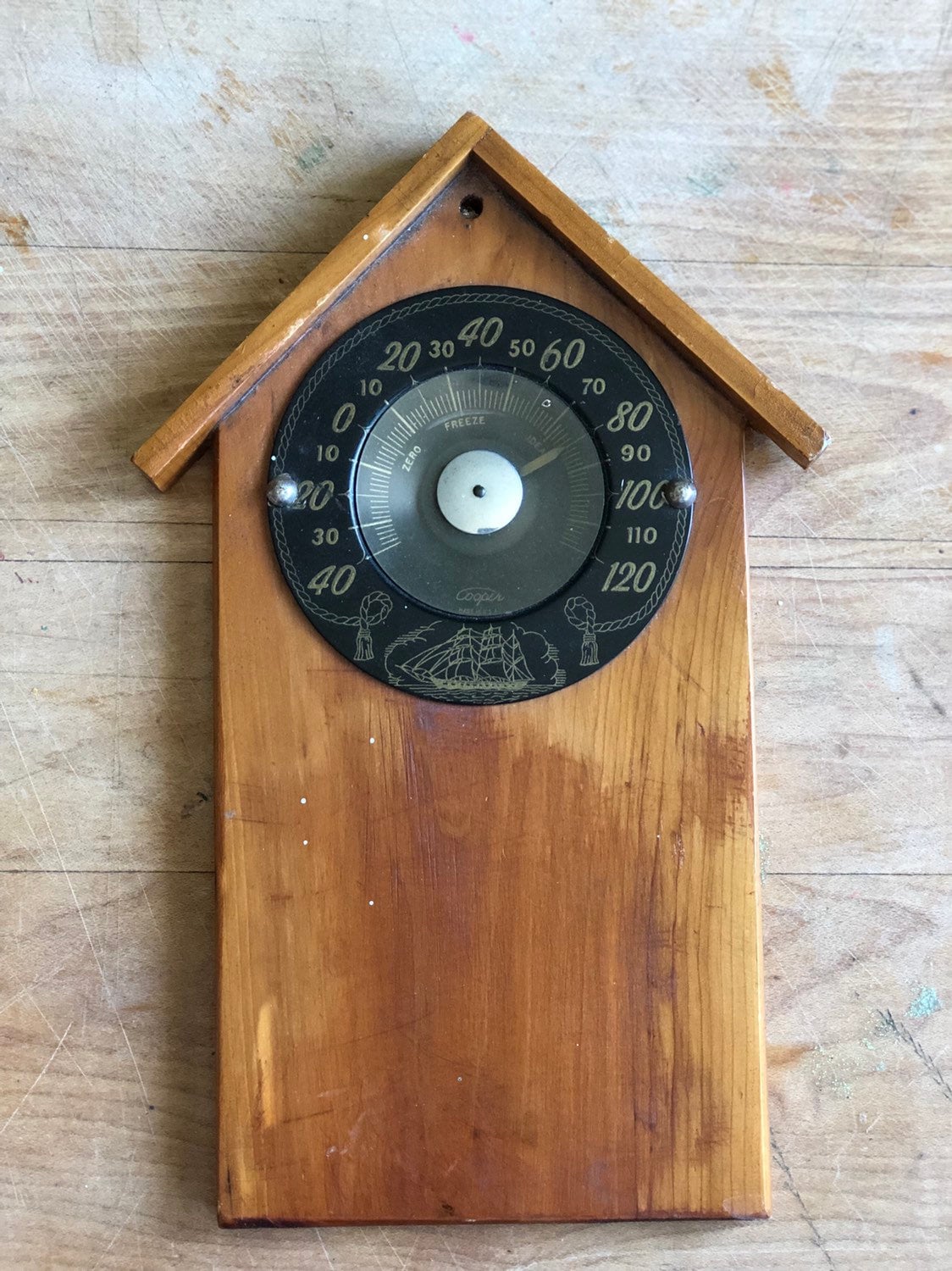 Vintage Thermometer With Nautical Scene and Mounted on a - Etsy