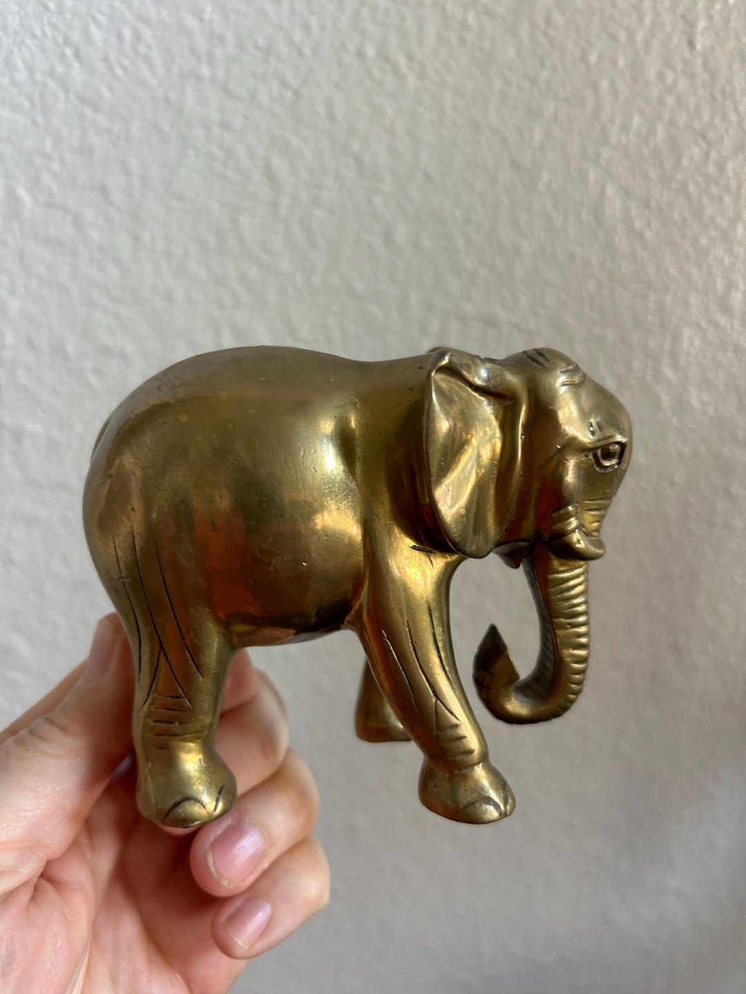 Vintage Brass Elephant Figurine. Elephant Statue. Elephant Bookend ...