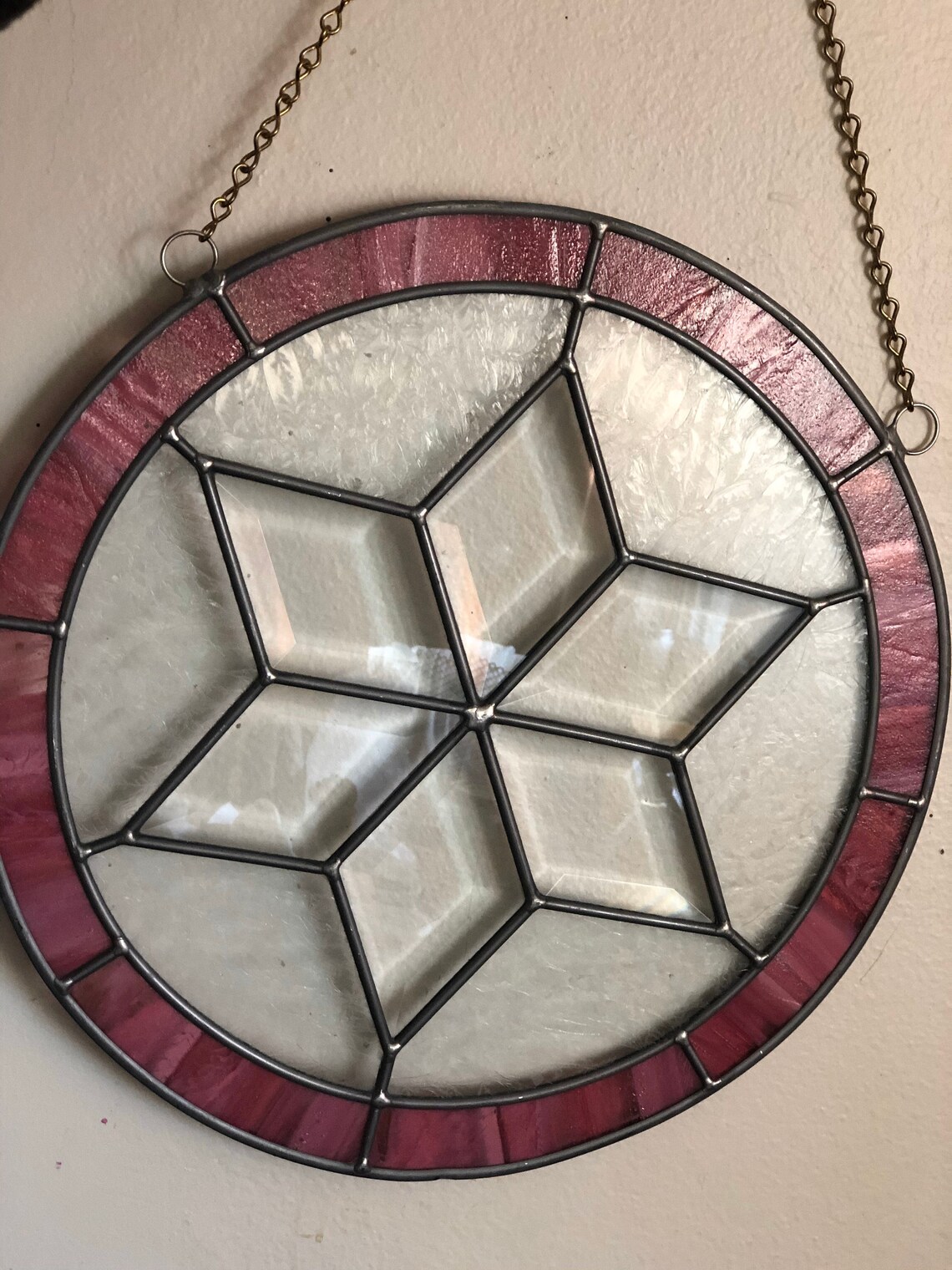 Stained Glass Lead Prism Hanging Ornament Round Suncatcher or - Etsy