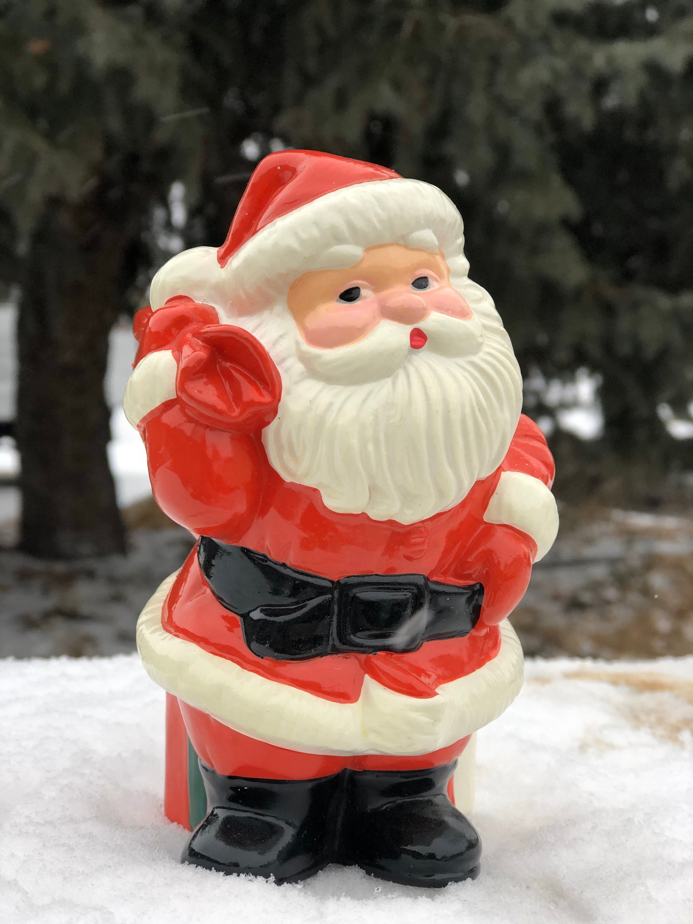 Vintage plastic santa Christmas candle holder. Airplant | Etsy