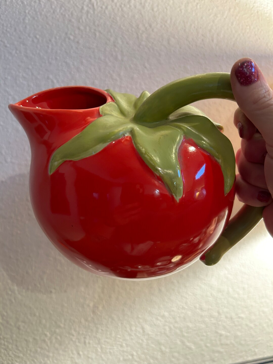 Vintage Ceramic Tomato Pottery Pitcher or Vase. Red Garden Party or ...