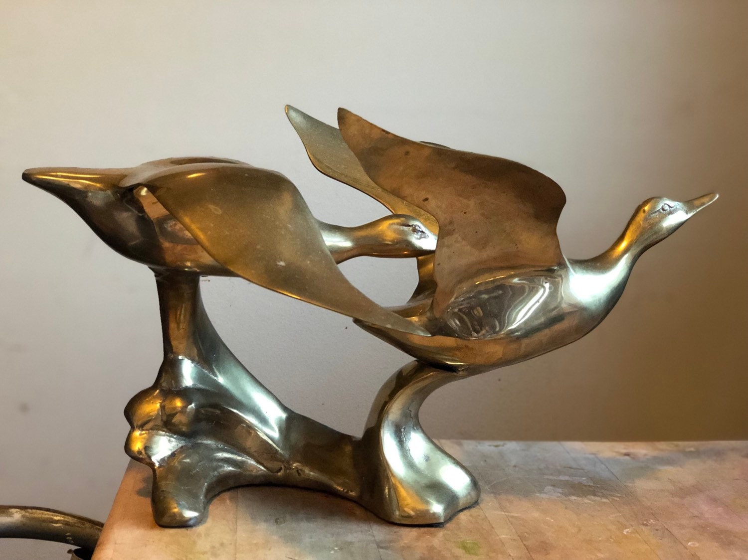 Large Brass Flying Duck / Goose / Bird Statue / Sculpture | Etsy