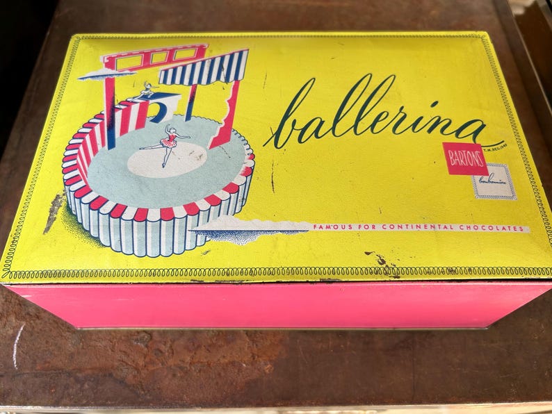 Vintage Barton’s Ballerina 1949 Chocolatiers Tin. Pink and Yellow With ...