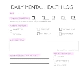 Daily Mental Heath Log - Etsy UK