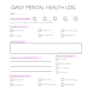 Daily Mental Health Log - Etsy