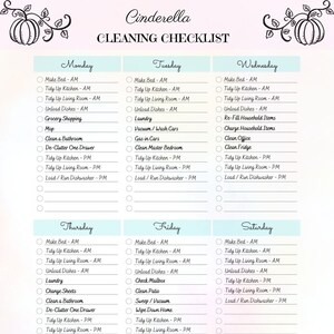 Cinderella Cleaning Checklist - Etsy