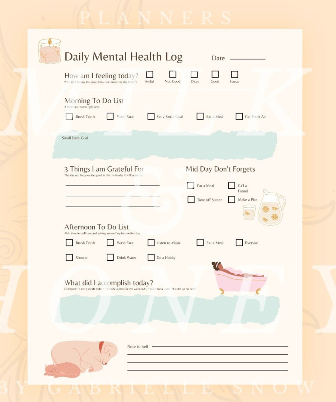 Daily Mental Heath Log - Etsy