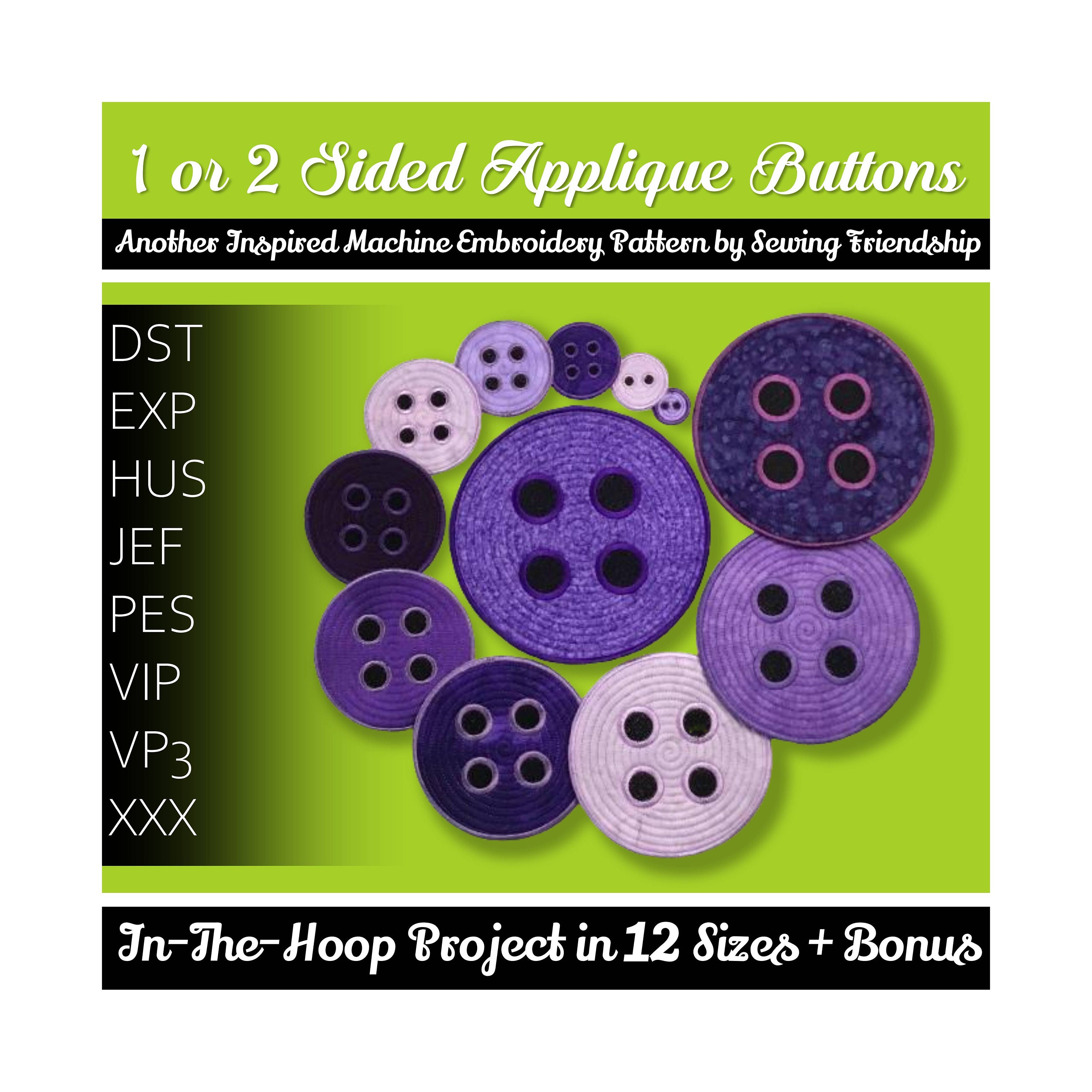 In the Hoop Applique Buttons (single or Double-sided) in 12 Sizes - Etsy