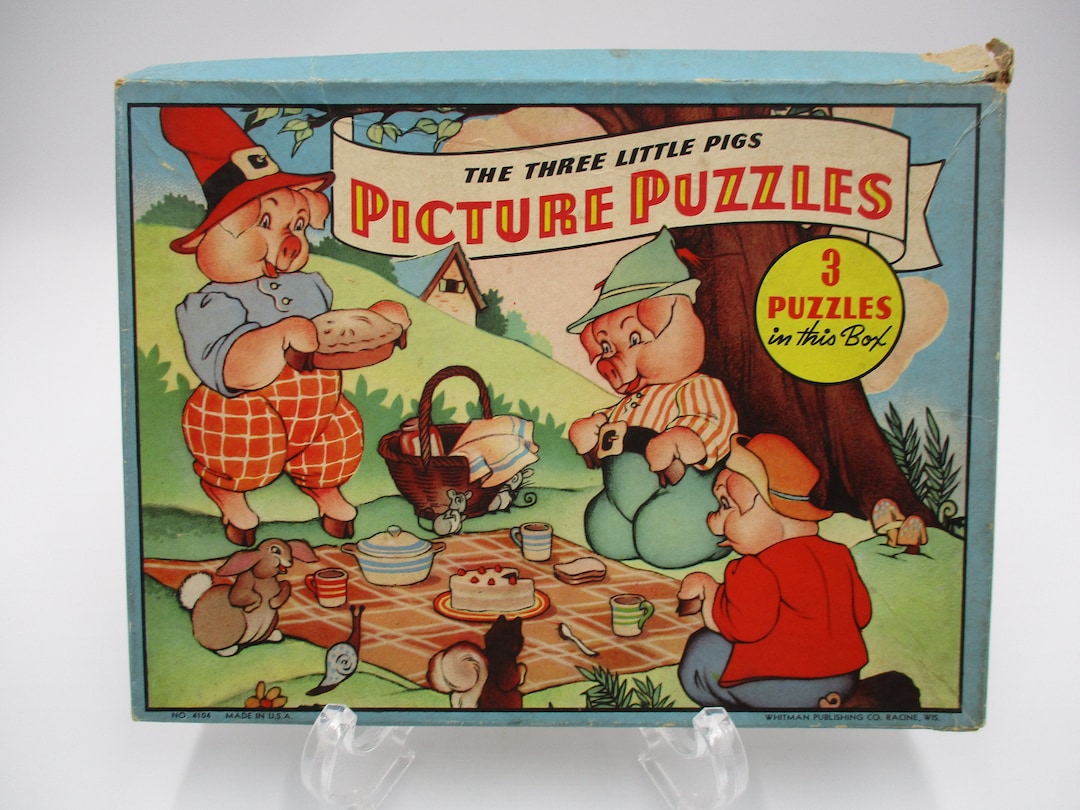 Antique Three Little Pigs Picture Puzzles, Set of Three, Whitman ...