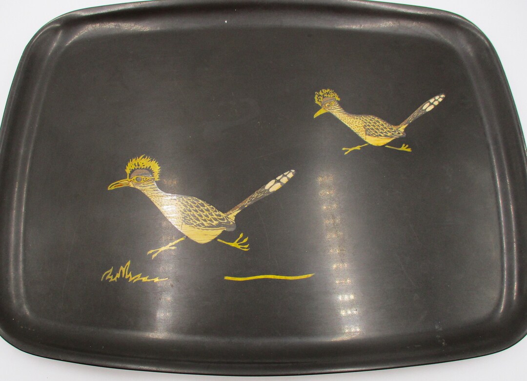 Vintage Couroc Roadrunner Tray - Etsy