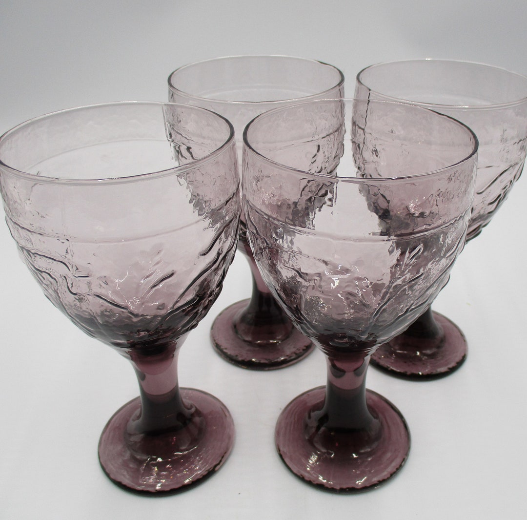 Set of Four Libbey Violet Garden Vine Water Goblets - Etsy