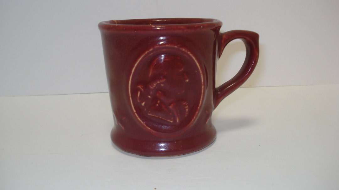 Shawnee Burgundy Shaving Mug, Marked U.S.A., Embossed George Washington ...