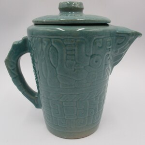 Frankoma Mayan Aztec Turquoise Teapot, Creamer, Sugar, 7A, 7B, and 7T ...