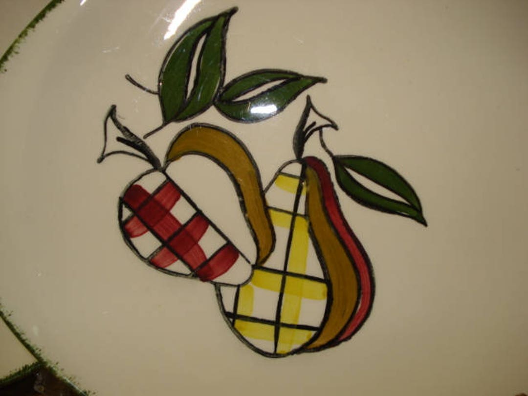 Blue Ridge Potteries Platters, Plaid Apple and Pear, "quilted Fruit ...