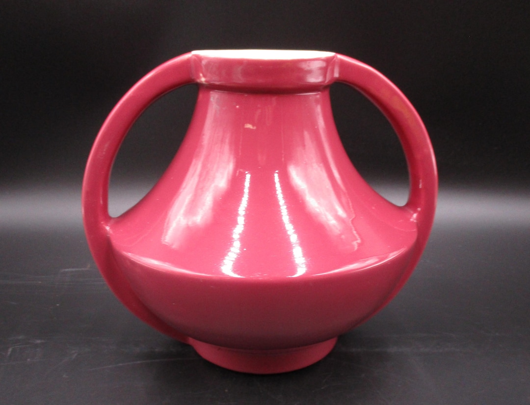 Coors Pottery Vase, Art Deco, Glossy Burgundy With White Interior - Etsy