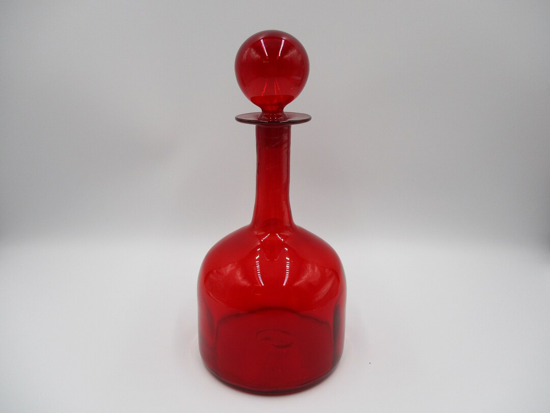 Vintage Blenko 6942 Red Decanter, Rare and Hard to Find - Etsy