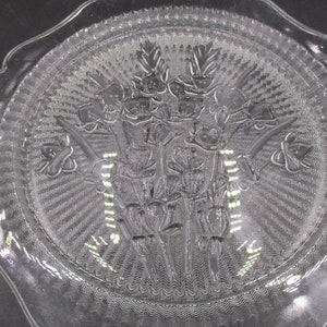 Jeannette Glass Iris and Herringbone, Clear, Set of Four 8" Luncheon ...