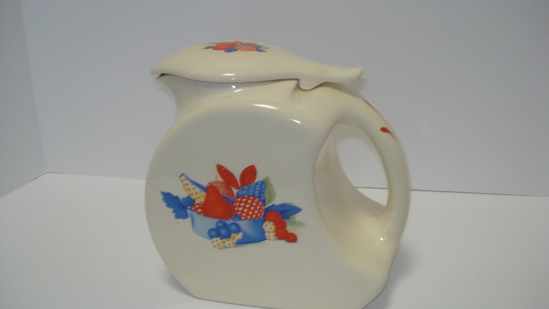 Universal Cambridge, Covered Water Pitcher, Calico Fruit Decals - Etsy