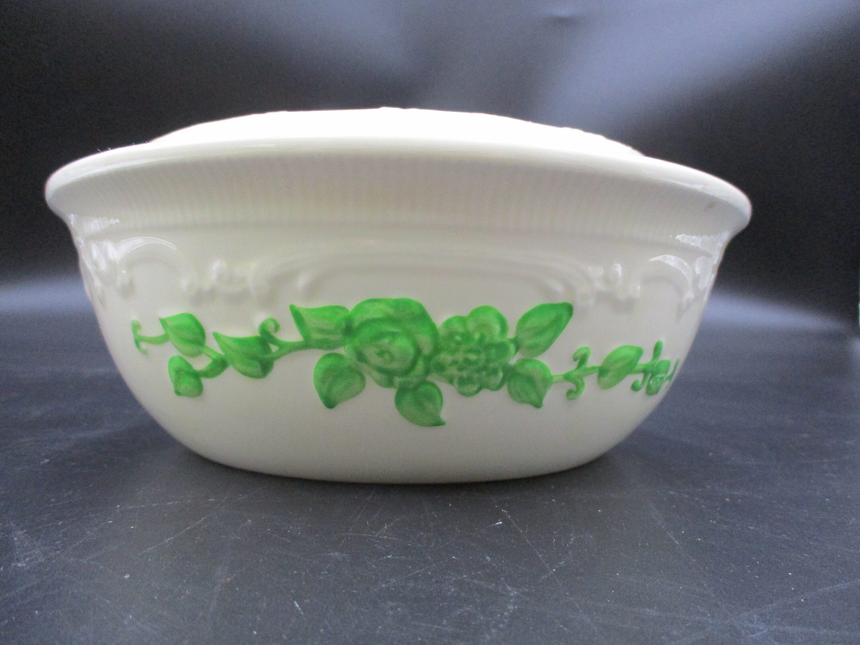 Homer Laughlin Oven Serve Covered Casserole, Embossed With Green ...