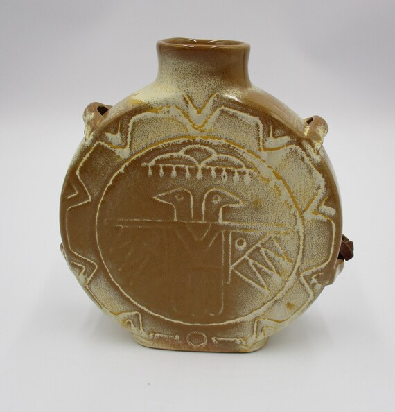 Frankoma Thunderbird Canteen Tan and Brown - Etsy