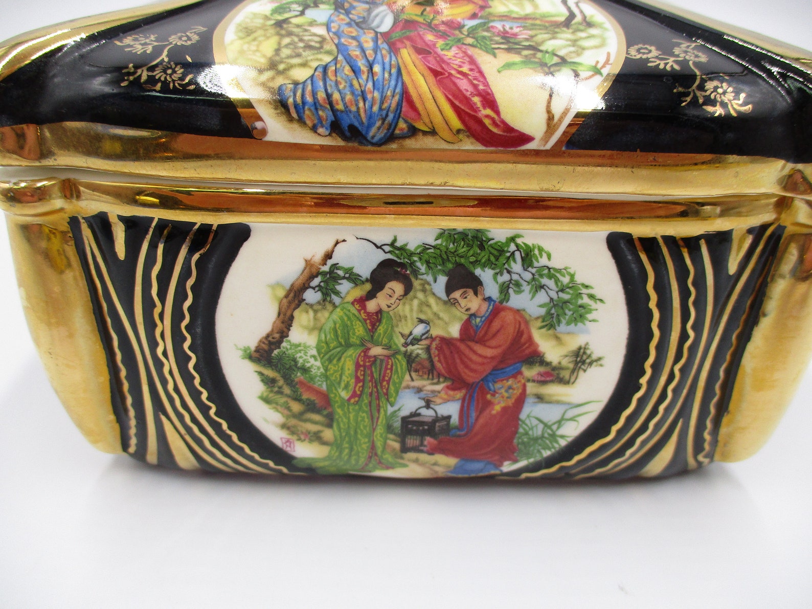 Lofisa Pottery, Guadalajara, Mexico, Covered Candy Dish, Asian Decals ...
