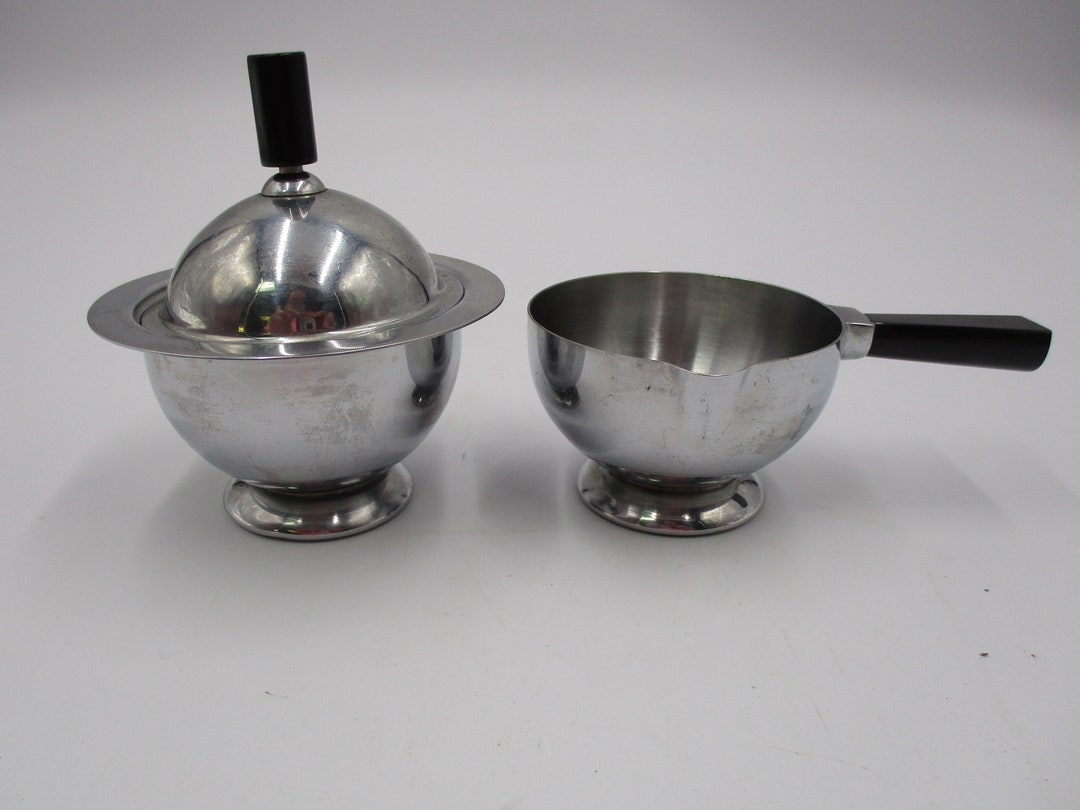 Chase Chrome Art Deco Creamer and Sugar With Black Bakelite Handles - Etsy