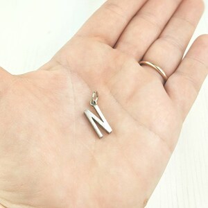 Sterling Silver Letter N Charm Initial Pendant Block - Etsy