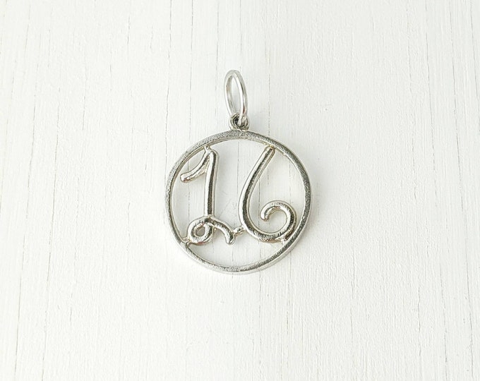 Sterling Silver Number 16 Charm Birthday Charm Lucky Number Pendant ...