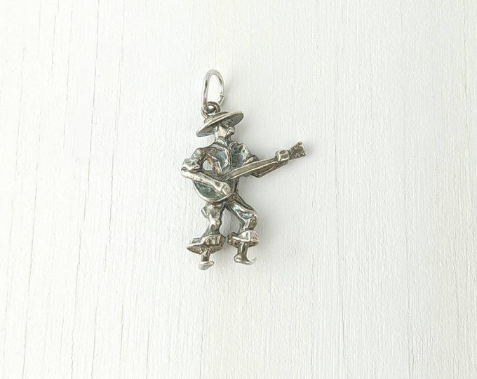 Sterling Silver Country Boy Charm Man Playing Banjo Pendant Vintage - Etsy