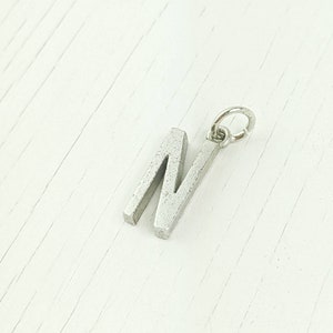 Sterling Silver Letter N Charm Initial Pendant Block - Etsy