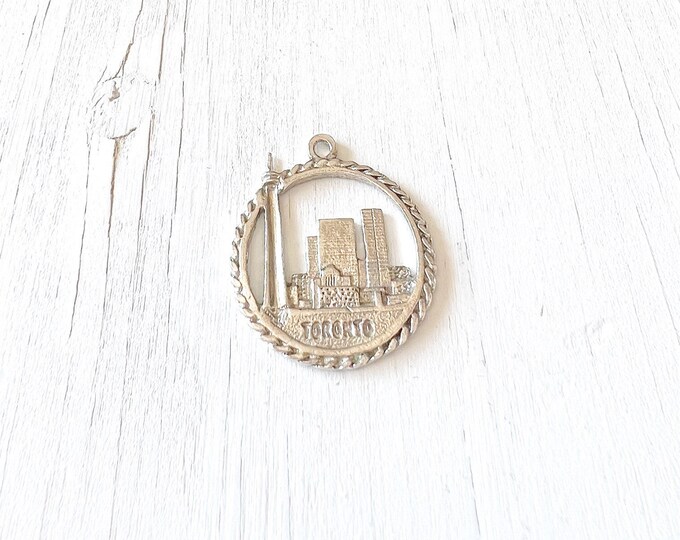Sterling Silver Toronto Charm | Circular Travel Charm | Vintage Pendant ...