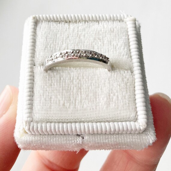 10K White Gold Diamond Band Wedding Ring Stacking Band Half Eternity Vintage Etsy