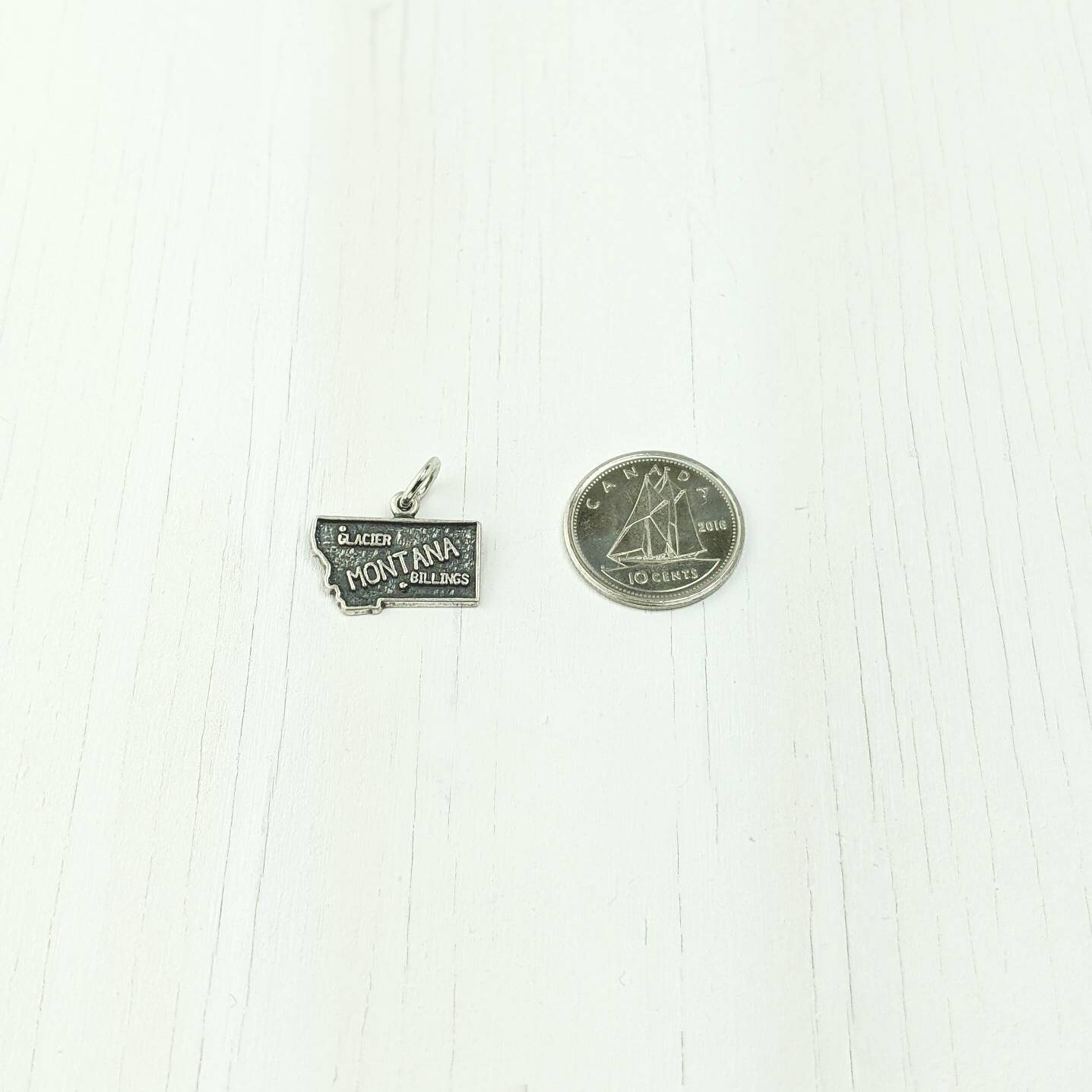 Sterling Silver Montana Map Charm Travel Charm Pendant | Etsy