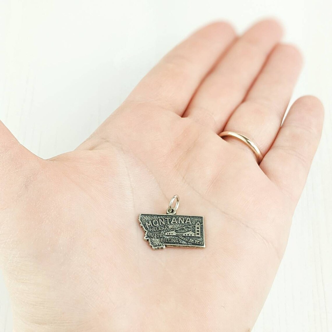 Sterling Silver Montana Map Charm USA Travel Charm - Etsy