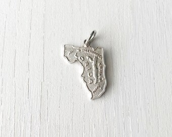 Vintage Enamel & Sterling Silver Florida State Map Charm - Etsy