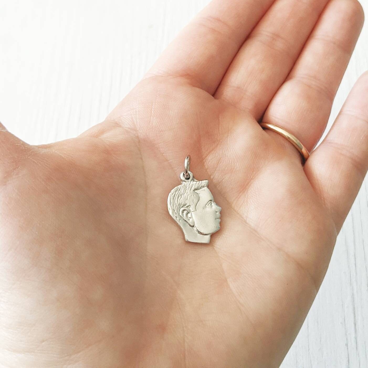 Sterling Silver Boy Profile Charm Son Charm Pendant - Etsy
