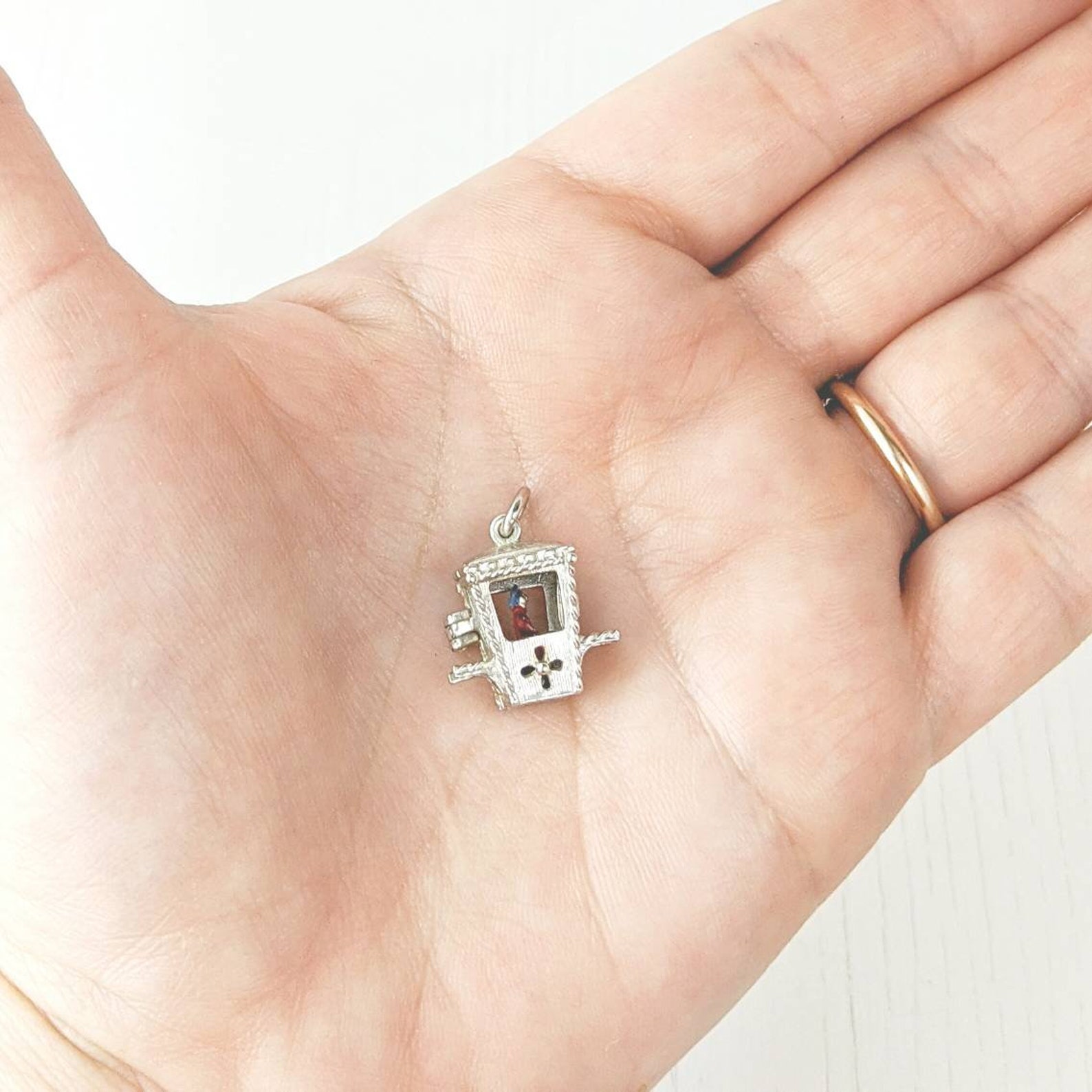 Rare Nuvo Sterling Silver Palanquin Charm: Vintage 3D Mechanical Charm ...