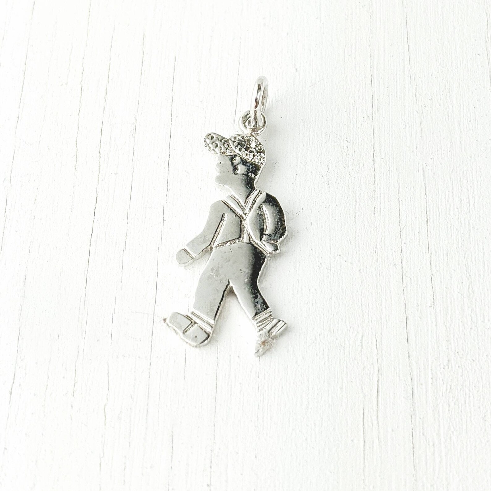Sterling Silver Boy Charm Schoolboy First Day if School | Etsy
