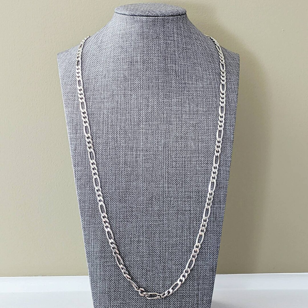 Heavy Thick Sterling Silver Figaro Style Chain Necklace Solid 26 ...