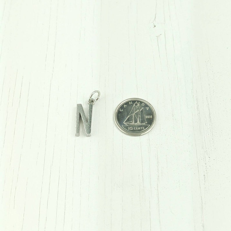 Sterling Silver Letter N Charm Initial Pendant Block | Etsy