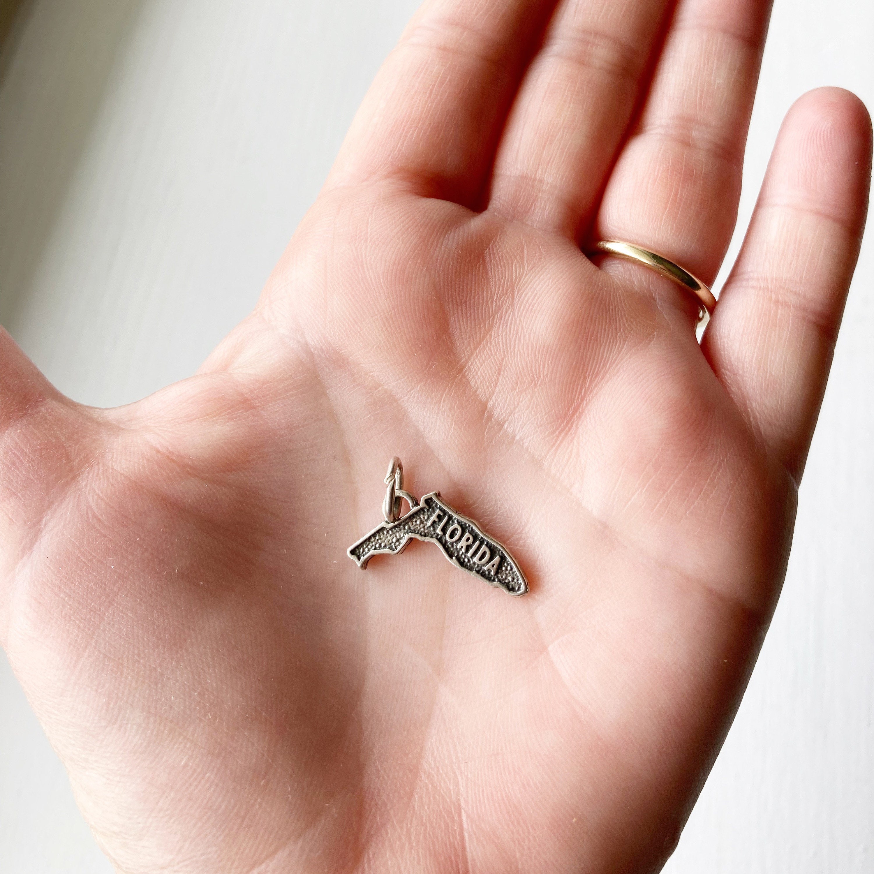 Sterling Silver Florida Map Charm USA State Charm Pendant - Etsy