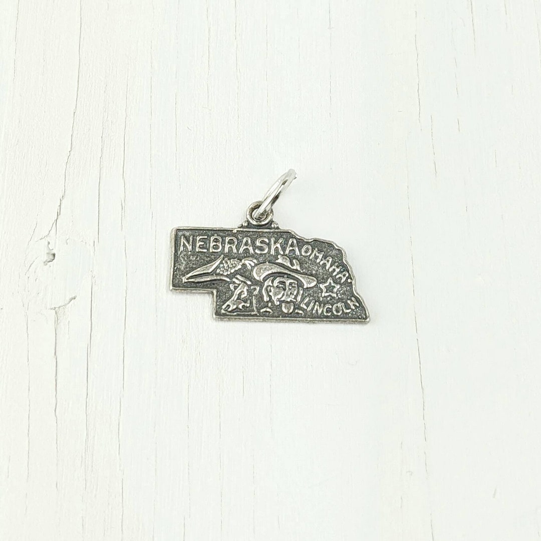 Sterling Silver Nebraska Charm | State Map Charm | Pendant | Vintage - Etsy