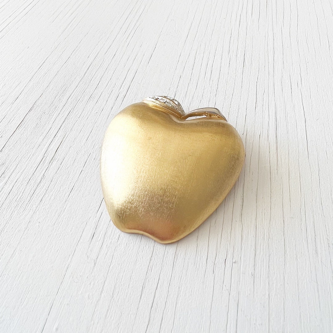 Apple Brooch Butler Fifth Avenue Collection Gold Tone Rhinestones - Etsy