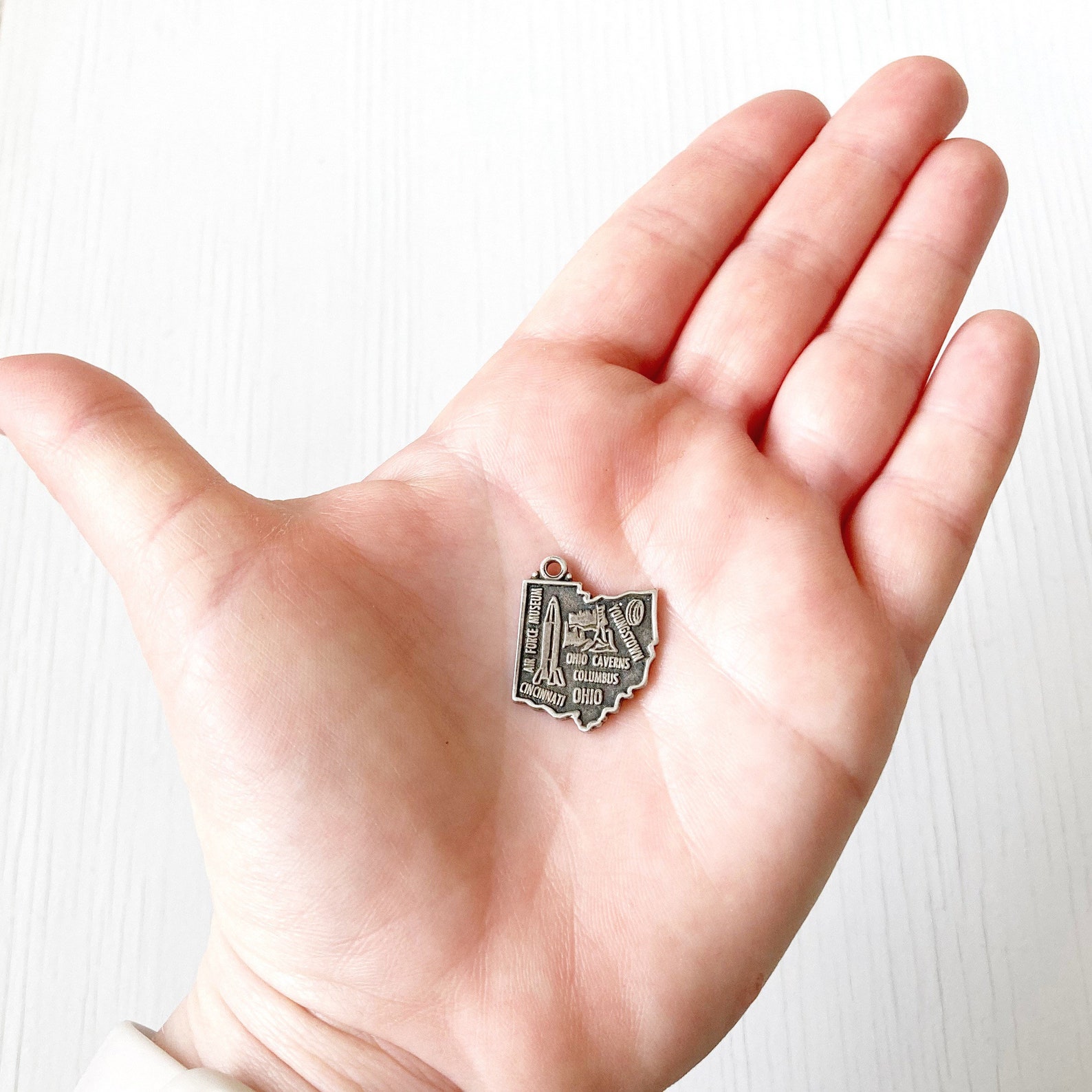 Sterling Silver Ohio Charm USA State Charm Ohio Pendant - Etsy