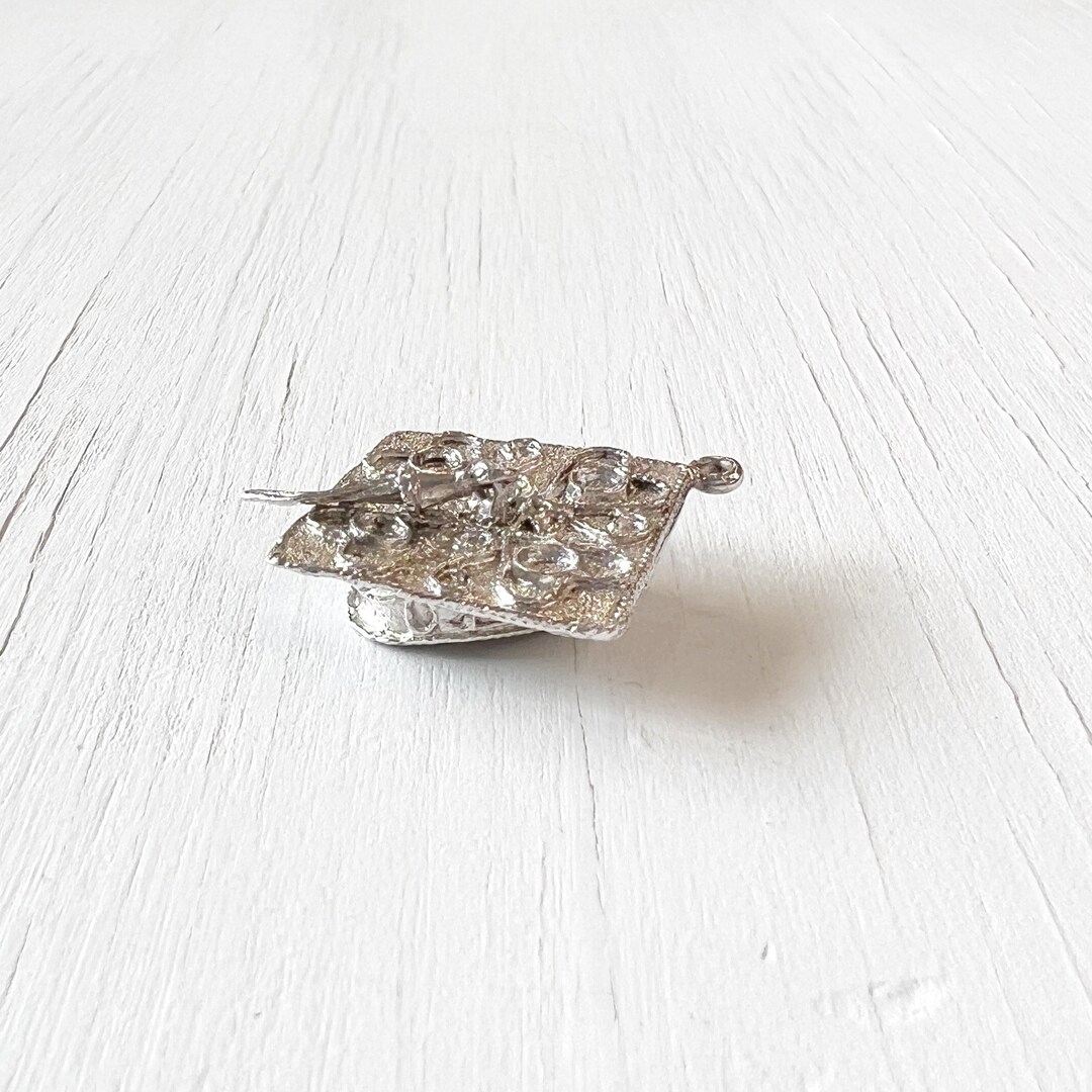 Sterling Silver Graduation Cap Charm | Grad Hat | 3D Charm | Vintage - Etsy